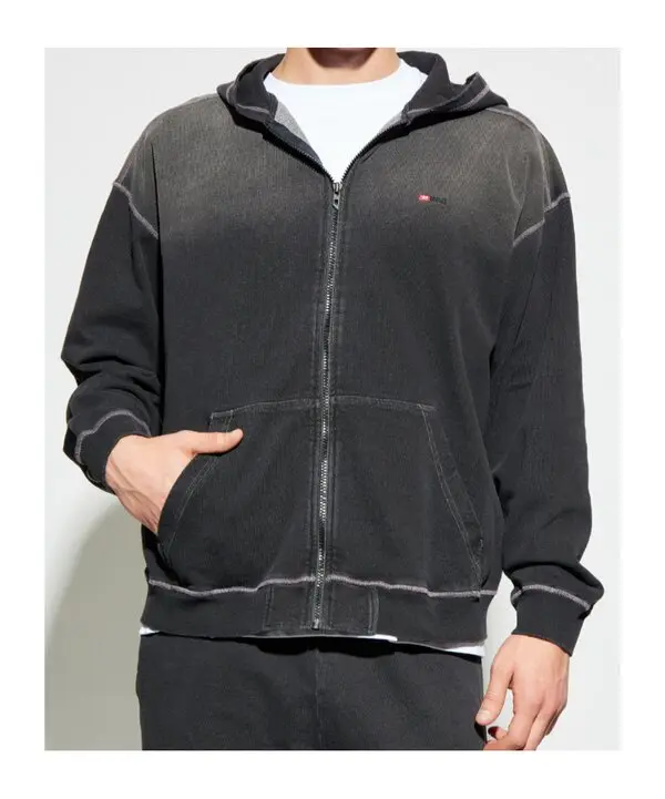 DIESEL® Zip-fastening Hoodie With Ribbed Trim