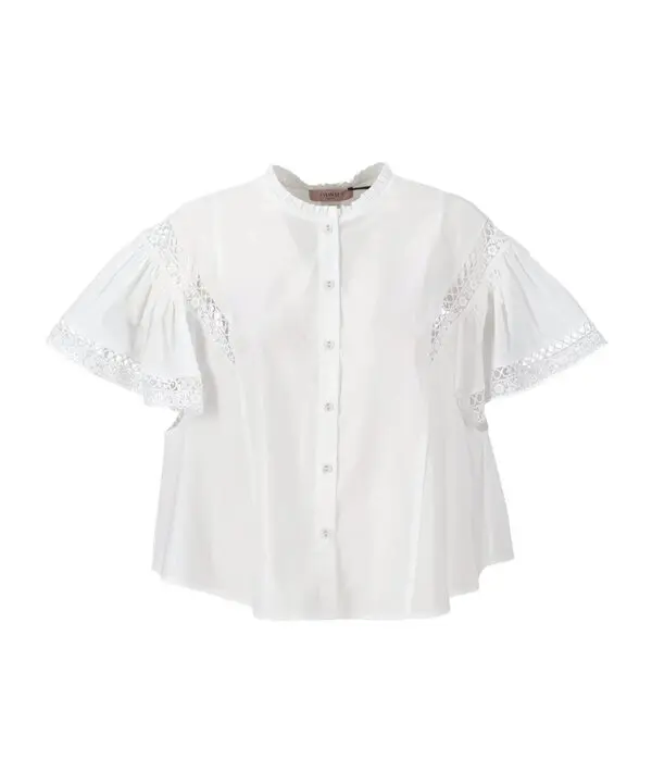 TWINSET Lace-trimmed Buttoned Blouse - White