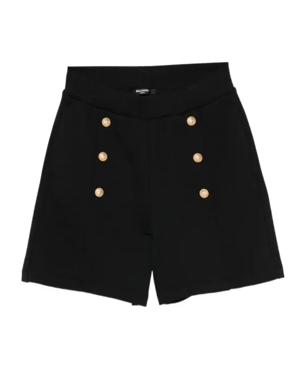 Balmain Cotton Button Shorts - Black