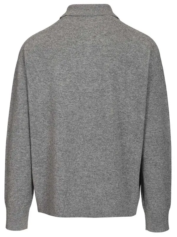 Acne Studios Logo Knit Polo Sweater - Dark Gray