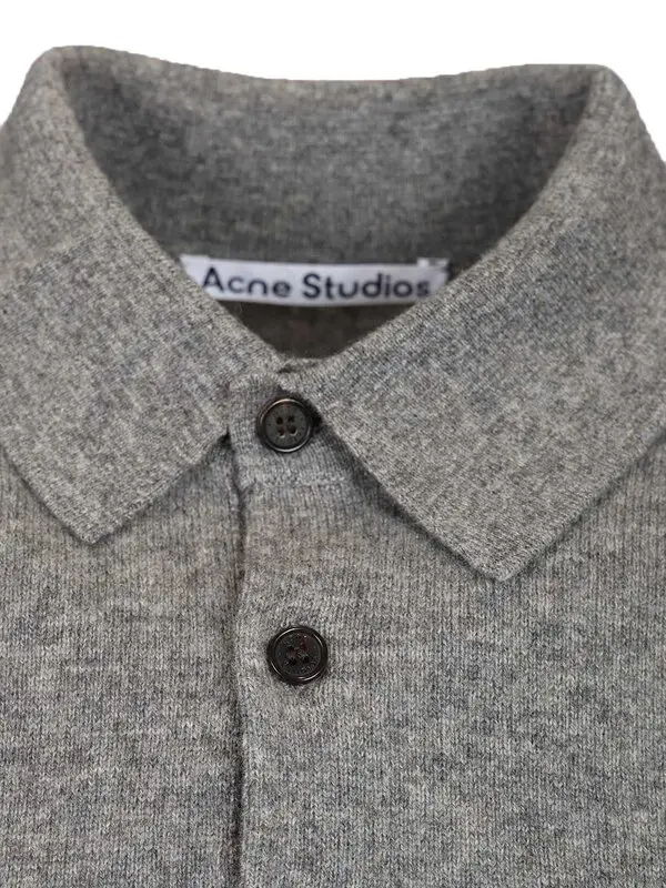 Acne Studios Logo Knit Polo Sweater - Dark Gray