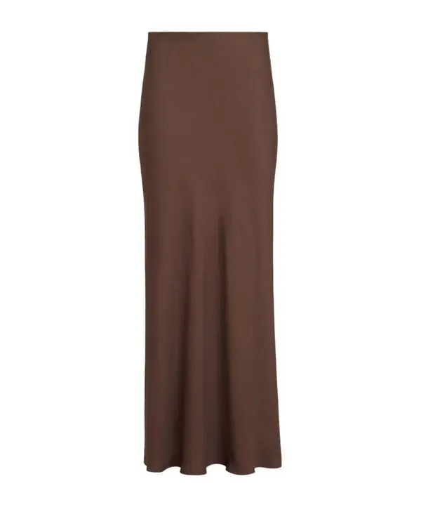 Brunello Cucinelli High-waist Maxi Skirt With Side Vents - Cocoa