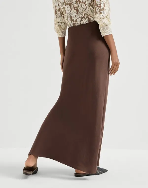 Brunello Cucinelli High-waist Maxi Skirt With Side Vents - Cocoa