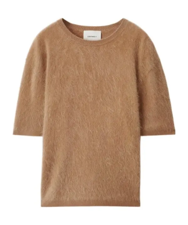LISA YANG Maren Brushed Short-sleeve Knitted Sweater - Brown