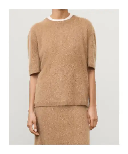 LISA YANG Maren Brushed Short-sleeve Knitted Sweater - Brown
