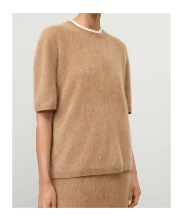 LISA YANG Maren Brushed Short-sleeve Knitted Sweater - Brown