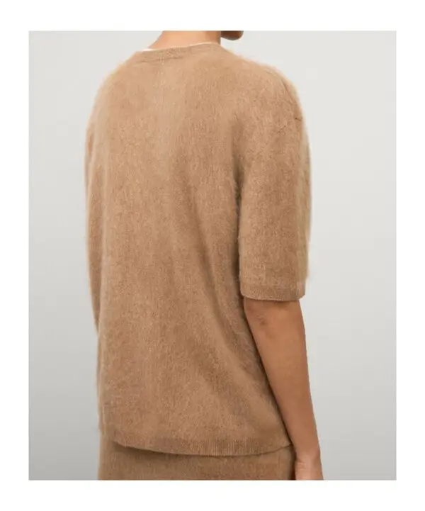 LISA YANG Maren Brushed Short-sleeve Knitted Sweater - Brown
