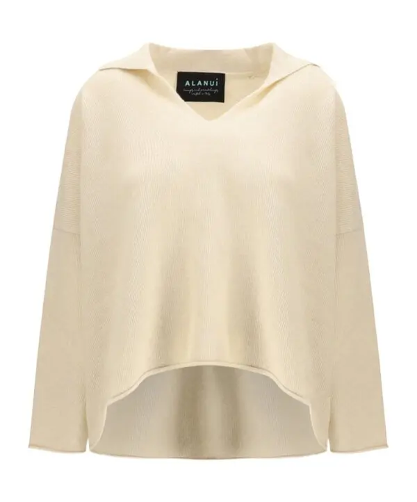 Alanui Collared Ribbed Knit Jumper - Off White