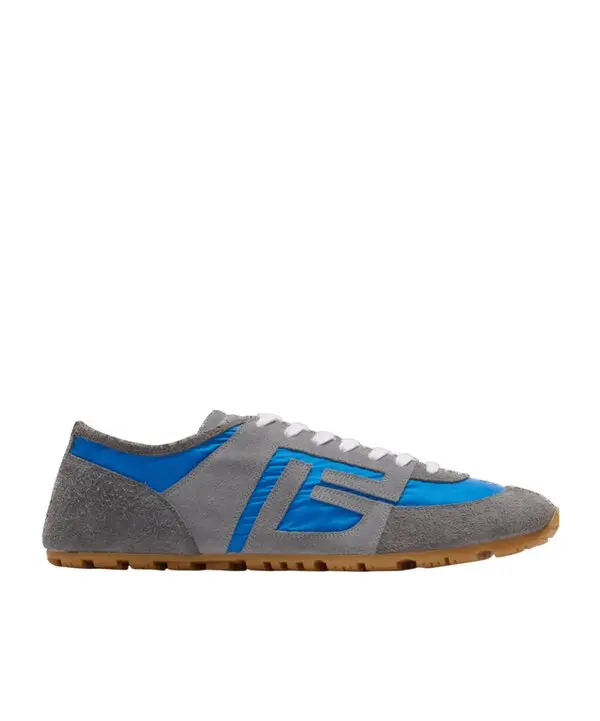 Balmain Suede And Nylon Racer Trainers - Blue