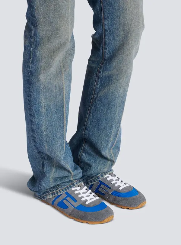 Balmain Suede And Nylon Racer Trainers - Blue