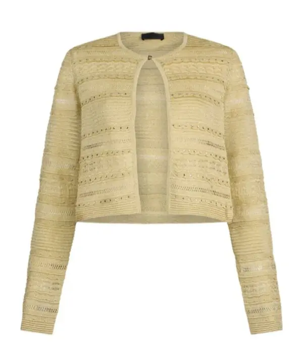 Liu Jo Openwork Button Cardigan With Lurex Accents - Yellow