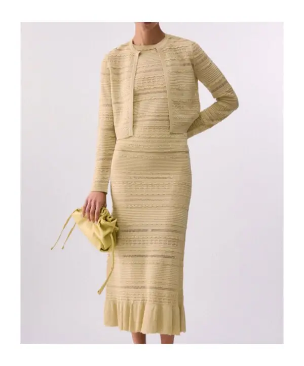 Liu Jo Openwork Button Cardigan With Lurex Accents - Yellow