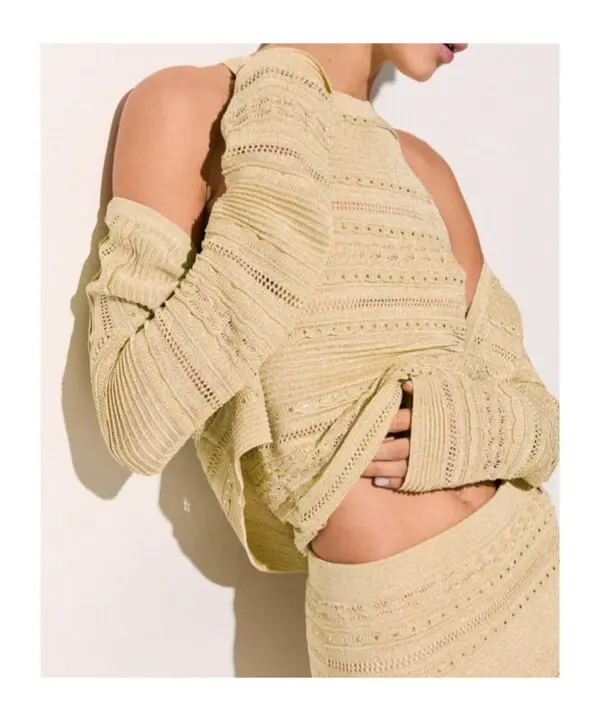 Liu Jo Openwork Button Cardigan With Lurex Accents - Yellow