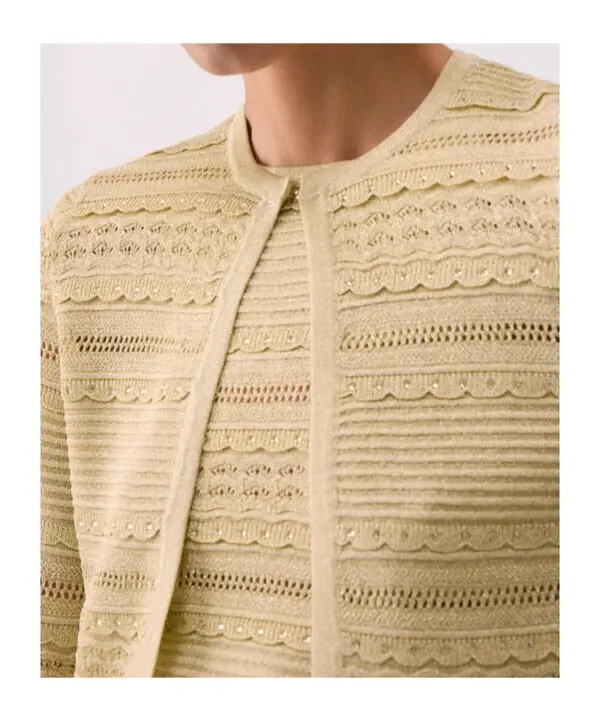 Liu Jo Openwork Button Cardigan With Lurex Accents - Yellow