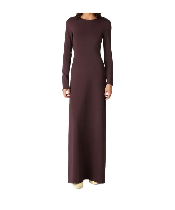 Bottega Veneta Long Sleeve Viscose Dress With Chain Detail - Deep Barolo