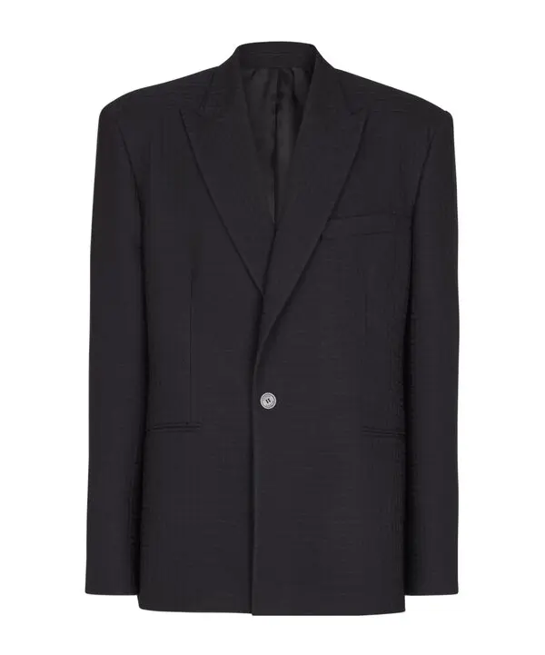 Balmain Monogram Grain De Poudre Single-button Jacket