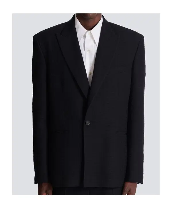 Balmain Monogram Grain De Poudre Single-button Jacket