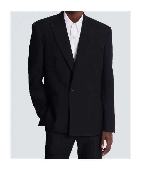 Balmain Monogram Grain De Poudre Single-button Jacket
