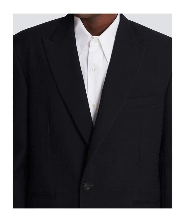 Balmain Monogram Grain De Poudre Single-button Jacket