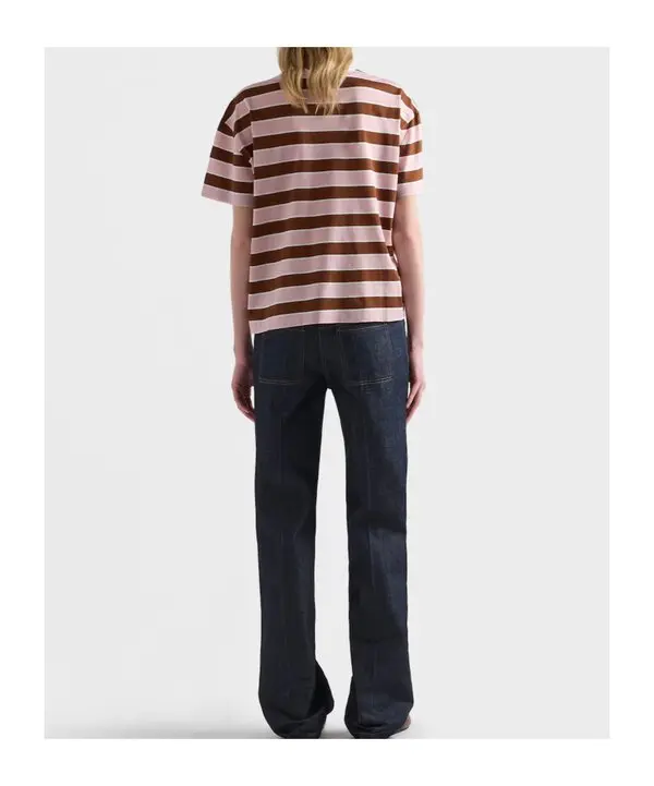 Prada Striped Lisle Crewneck T-shirt