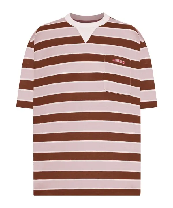 Prada Striped Lisle Crewneck T-shirt