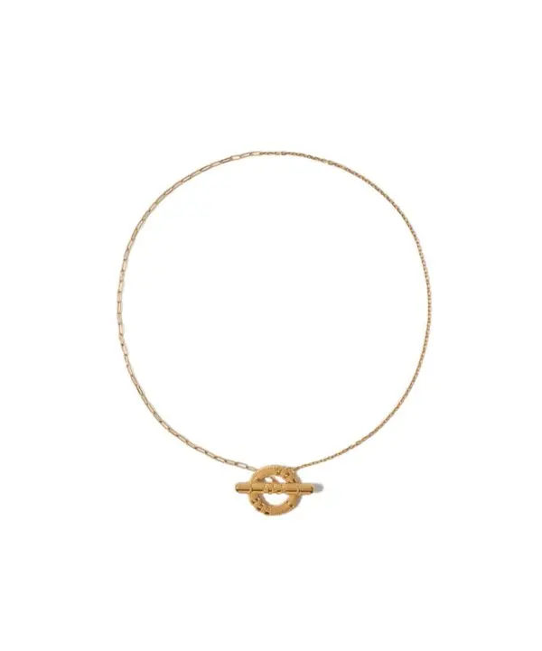Burberry Check Granulation T-bar Necklace - Gold
