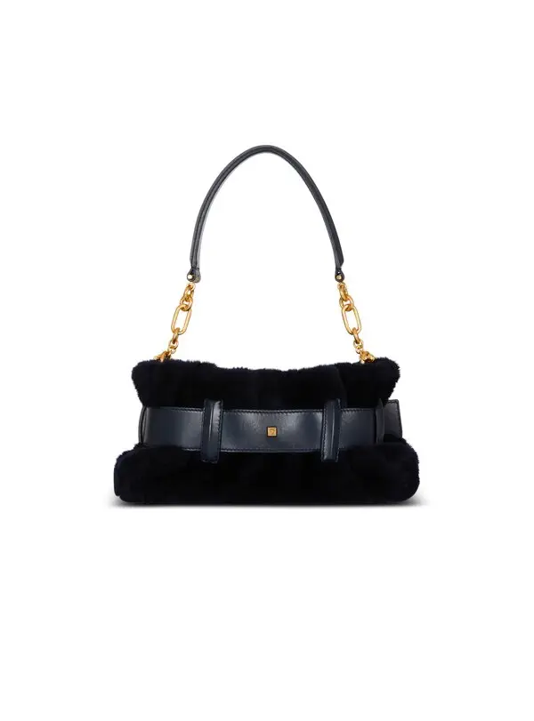 Balmain Mini Anthem Bag In Shearling - Black