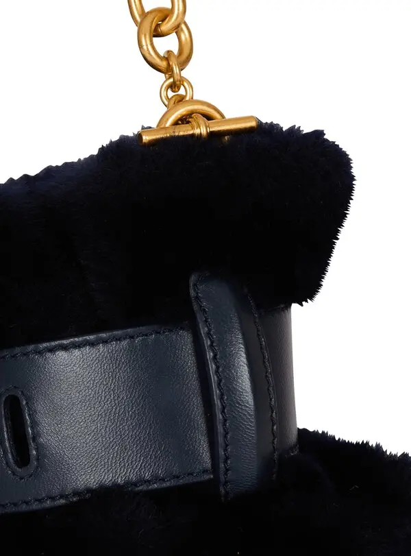 Balmain Mini Anthem Bag In Shearling - Black