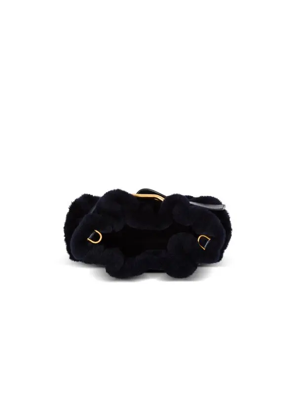 Balmain Mini Anthem Bag In Shearling - Black