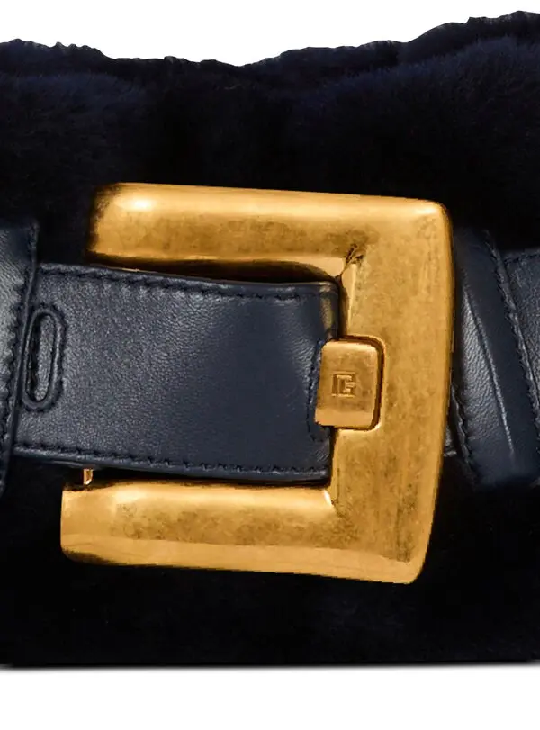 Balmain Mini Anthem Bag In Shearling - Black