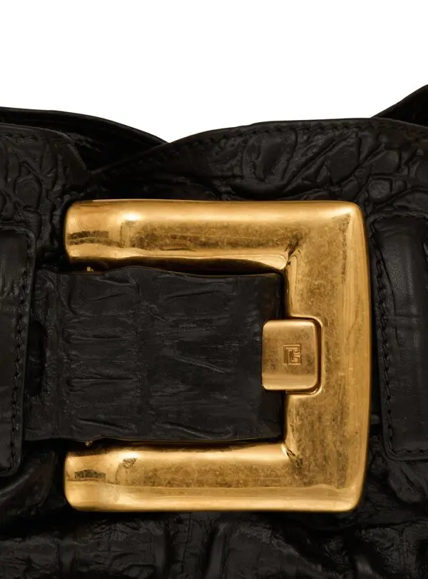 Balmain Mini Anthem Bag In Embossed Crocodile-print Calfskin