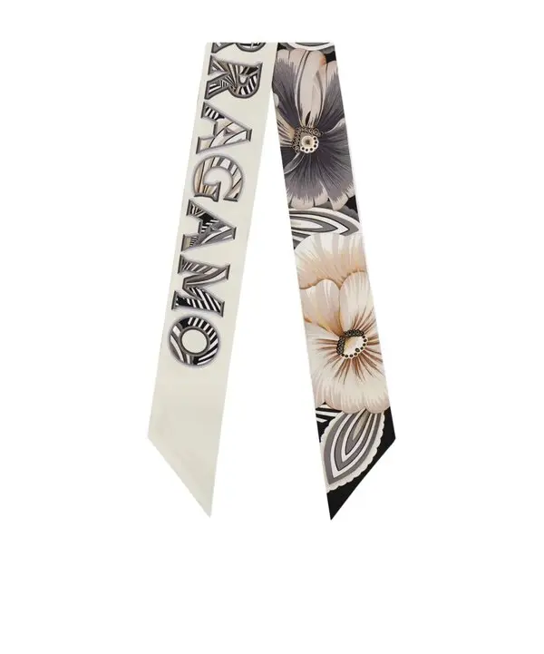FERRAGAMO Brezza Print Silk Bandeau - Ivory/black