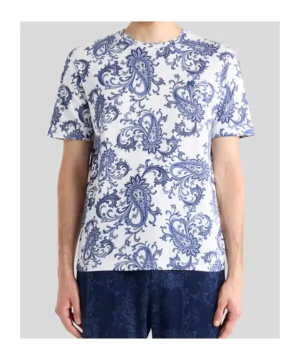 Etro Leaf Paisley Motif Crewneck T-shirt