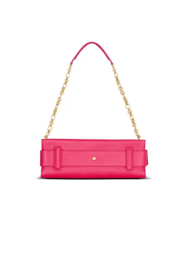 Balmain Anthem Calfskin Leather Clutch With Buckle Detail - Pink