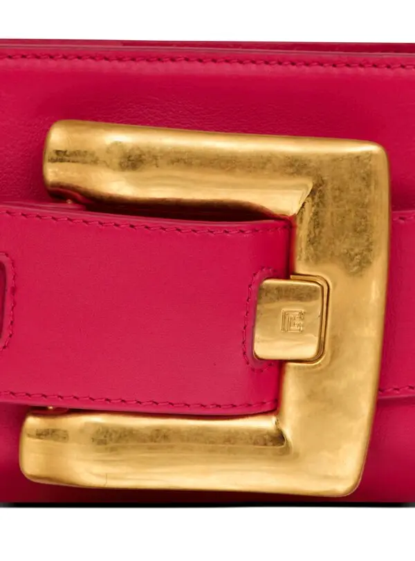 Balmain Anthem Calfskin Leather Clutch With Buckle Detail - Pink