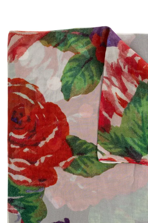 Moschino Floral Print Logo Scarf