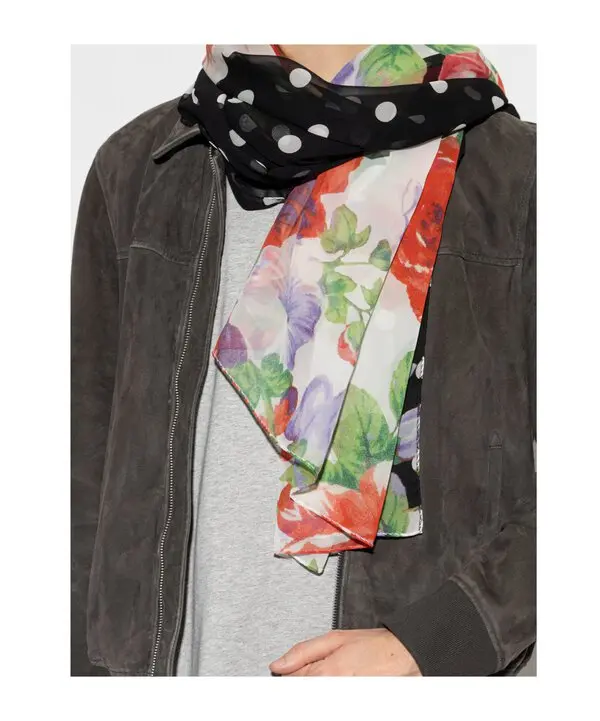 Moschino Floral Print Logo Scarf