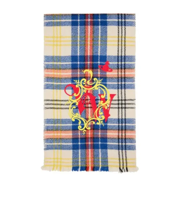 VIVIENNE WESTWOOD Yak Tartan-pattern Scarf - Ivory
