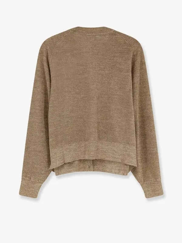 Brunello Cucinelli Crew Neck Long-sleeved Cardigan With Button Closure And Patch Pockets