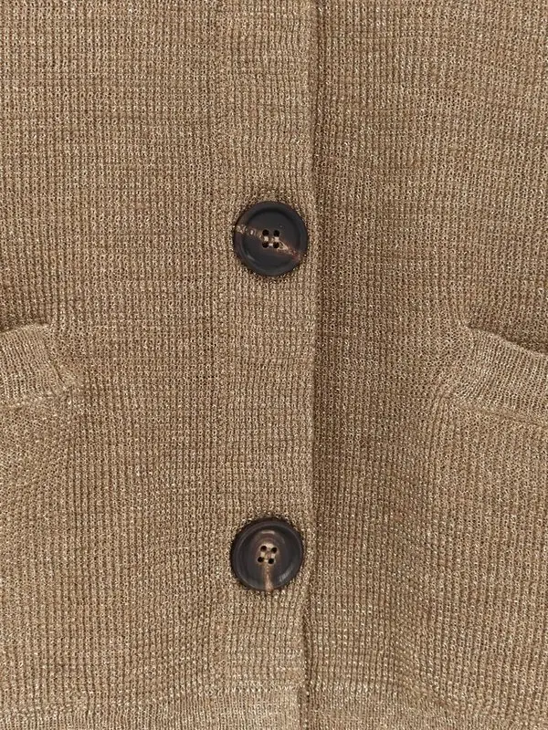 Brunello Cucinelli Crew Neck Long-sleeved Cardigan With Button Closure And Patch Pockets