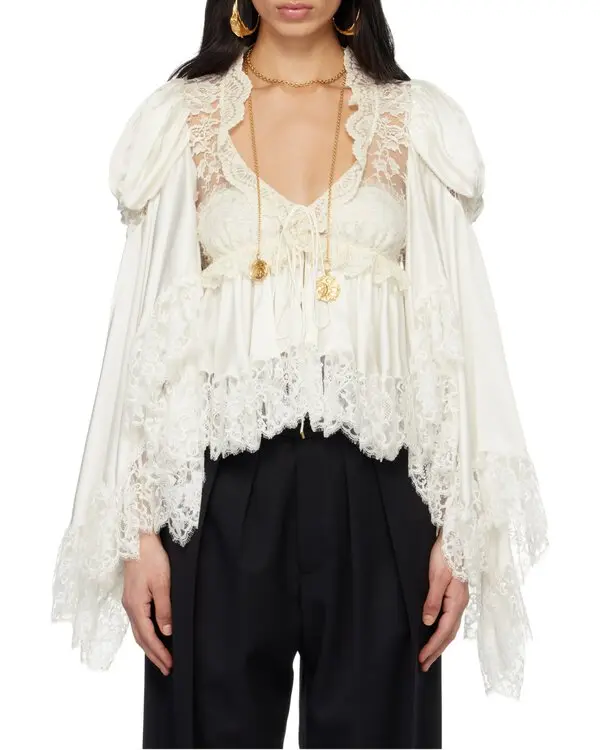 Chloé Lace Trim Peplum Top