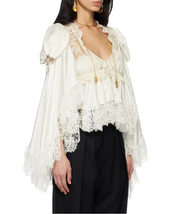 Chloé Lace Trim Peplum Top