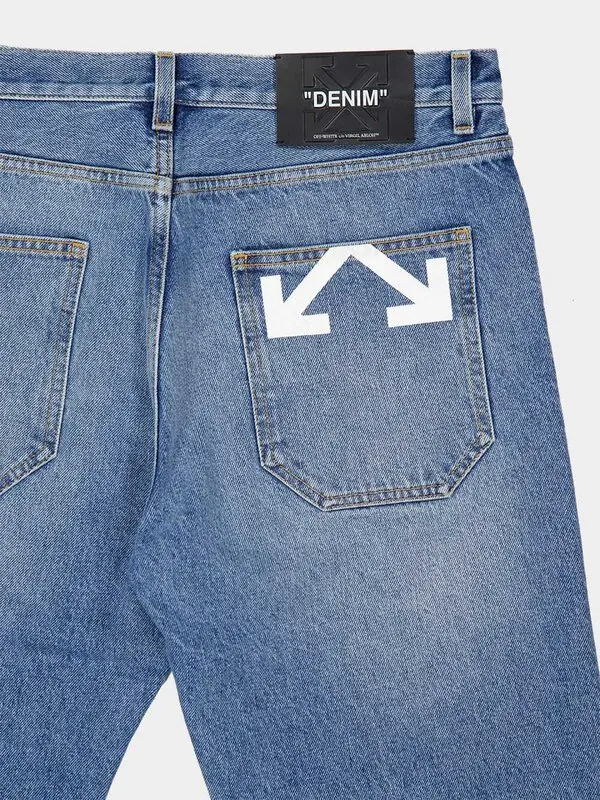 Off-White Half Arrow Slim Relaxed Jeans - Light Medium Blue