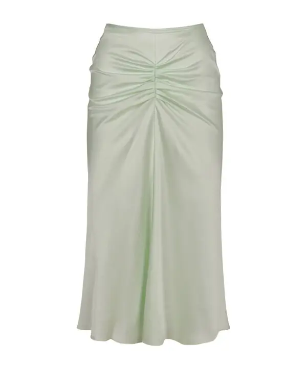 Victoria Beckham Gathered Crepe Midi Skirt - Gray