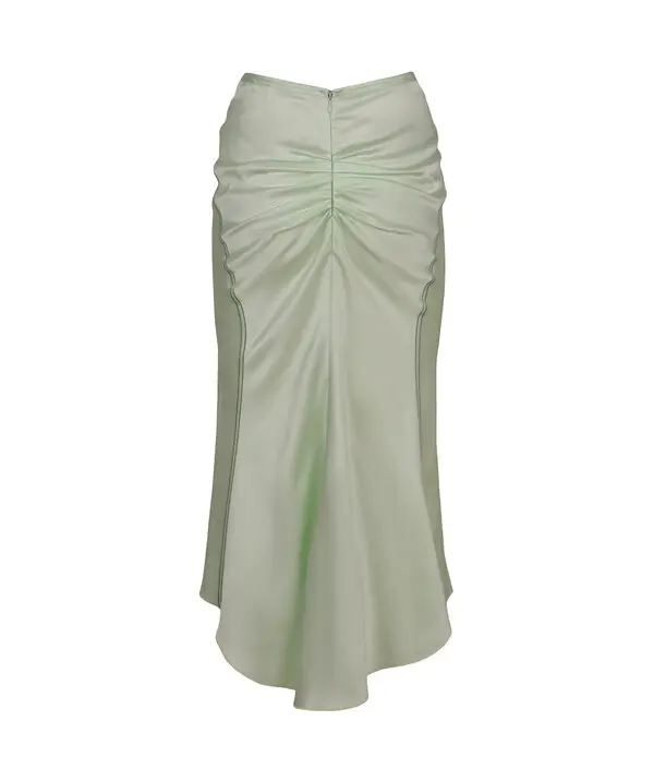 Victoria Beckham Gathered Crepe Midi Skirt - Gray