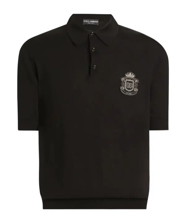 Dolce & Gabbana Dolce Gabbana Heraldic Patch Polo Shirt - Black