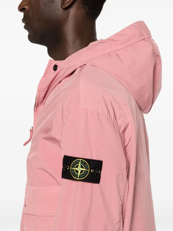 Stone Island Zip-up Hooded Jacket With Flap Pockets