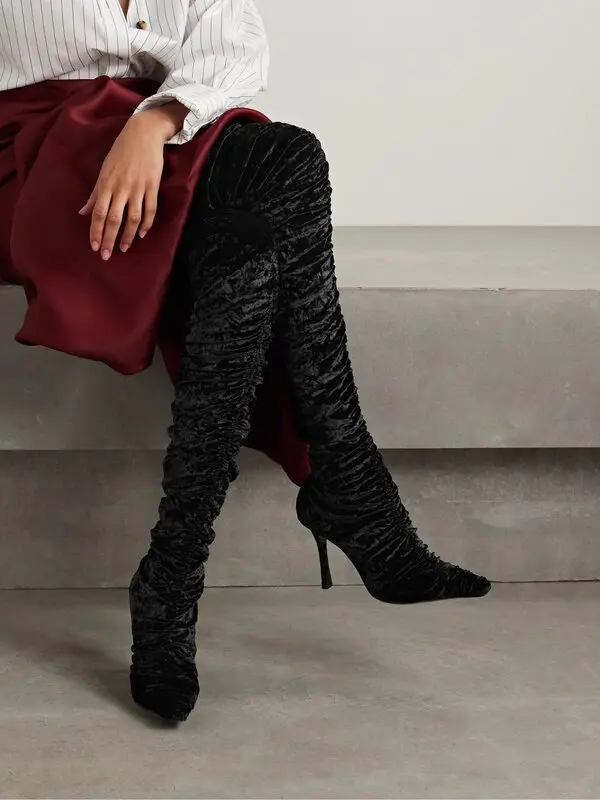 JIMMY CHOO Pleated Thigh-high Stiletto Boots