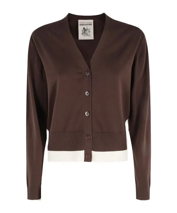 SEMICOUTURE V-neck Button-down Cardigan - Black