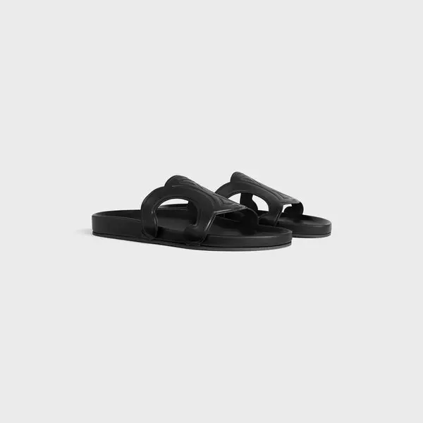 Celine Triomphe Slide In Calfskin Vegetal Tanning - Black